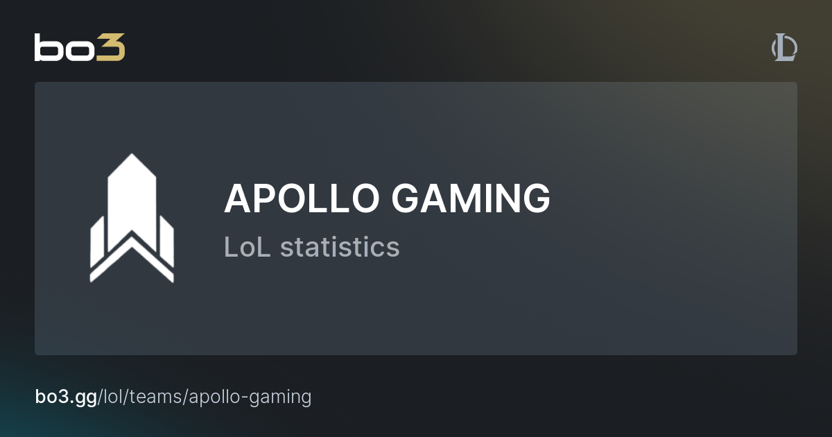 APOLLO GAMING LoL team Matches: upcoming, current & finished