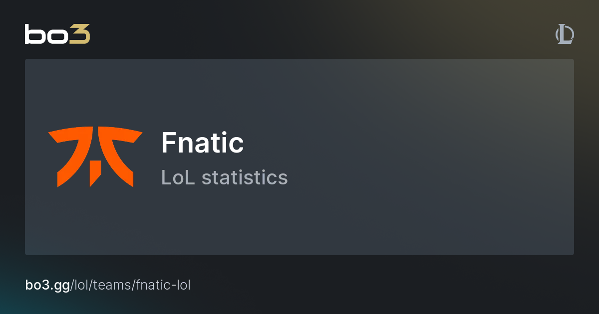 Statistiques, classement et effectif de l'équipe LoL Fnatic