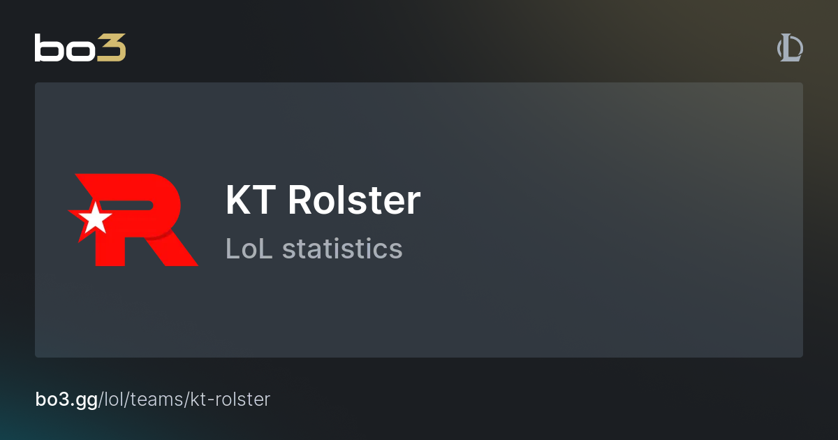 KT Rolster LoL team Matches: upcoming, current & finished