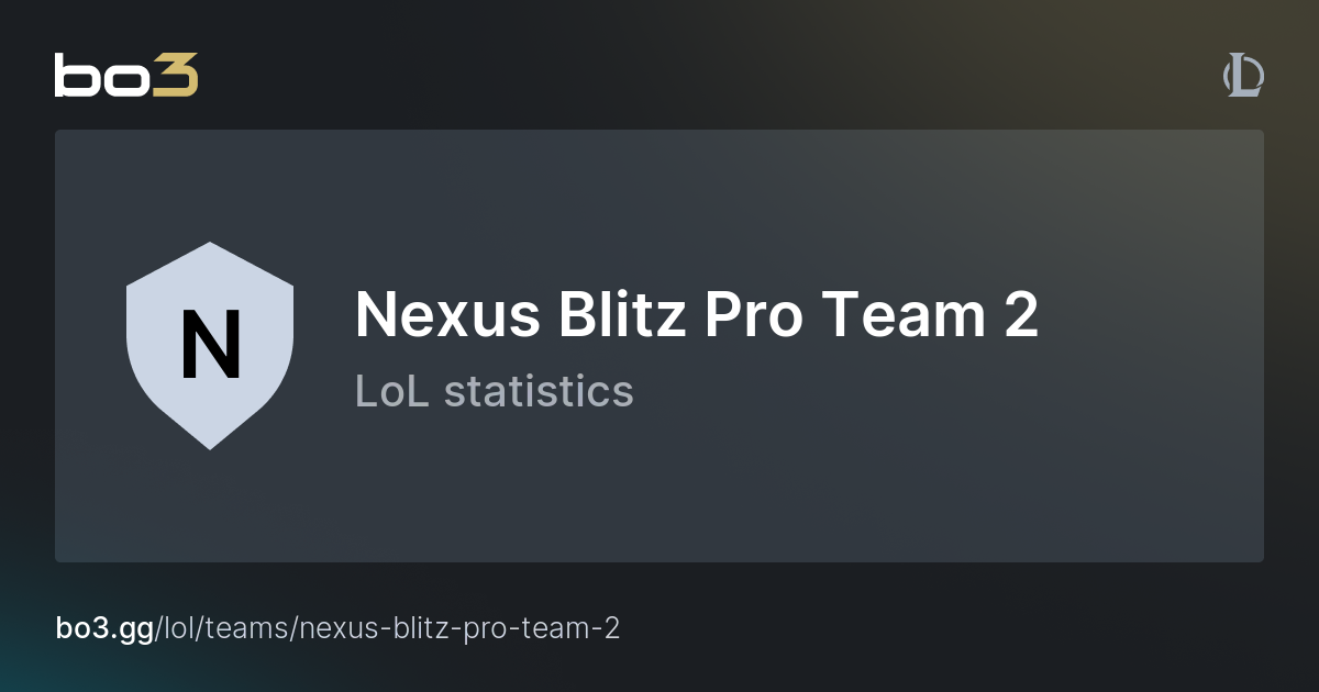 Nexus Blitz Pro Team 2 LoL Stats – Team standings & match statistics