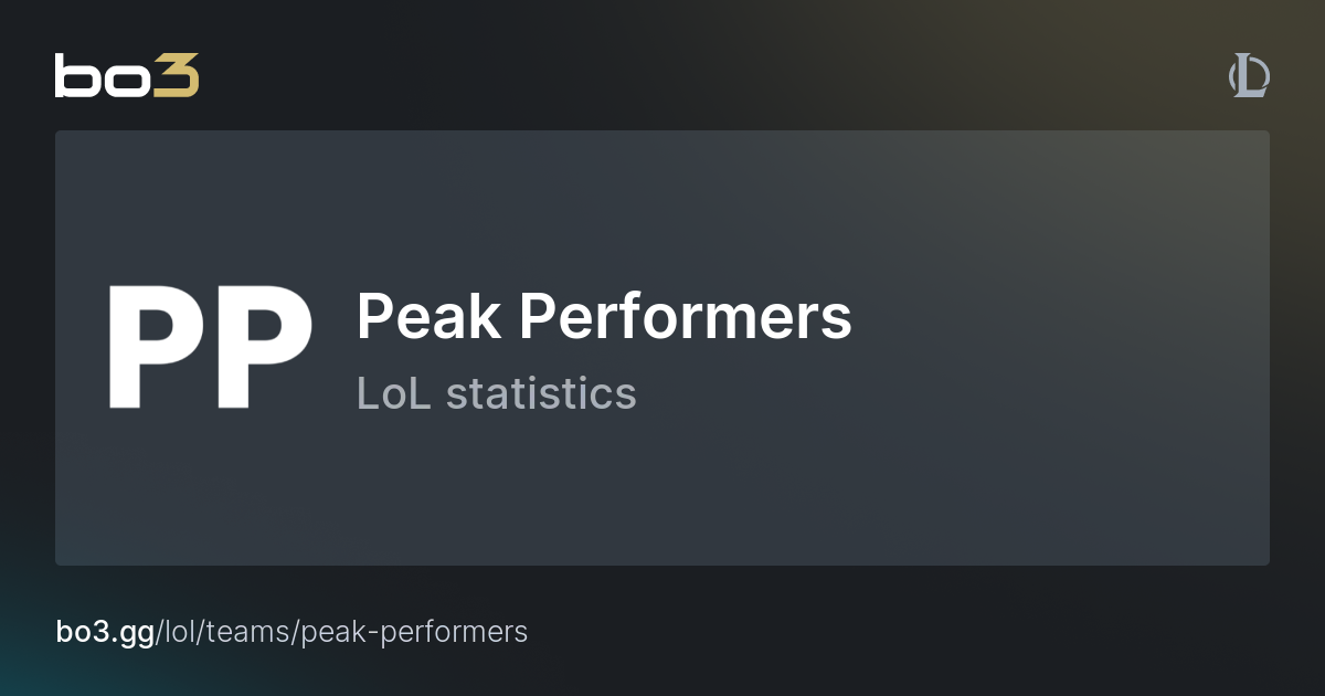 Peak Performers LoL team Matches: upcoming, current & finished