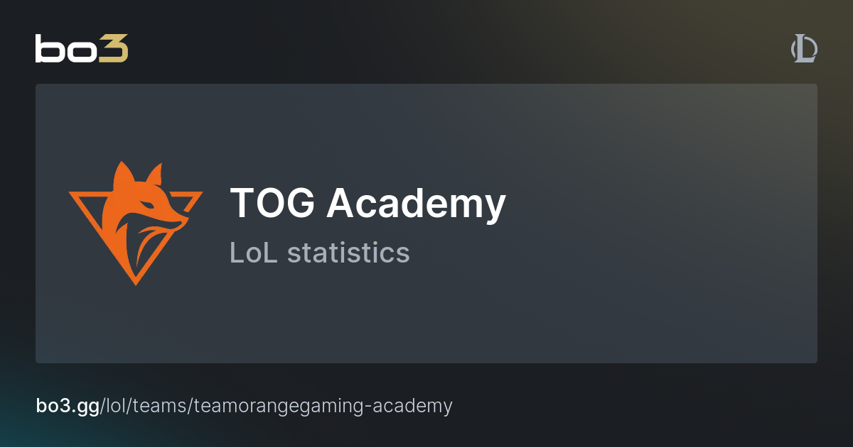 TOG Academy LoL team statistics, standings & roster
