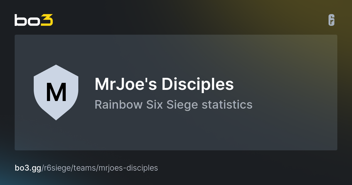 MrJoe's Disciples R6 team Matches: upcoming, current & finished