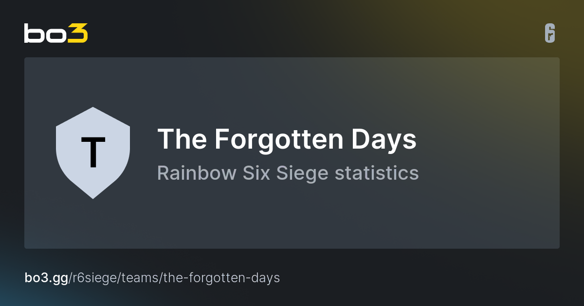 The Forgotten Days R6 team statistics, standings & roster