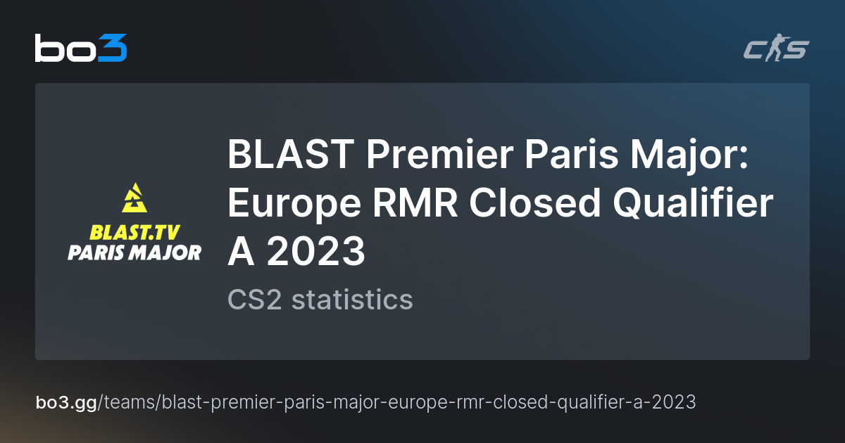 BLAST Premier Paris Major: Europe RMR Closed Qualifier A 2023 – Schedule, statistics