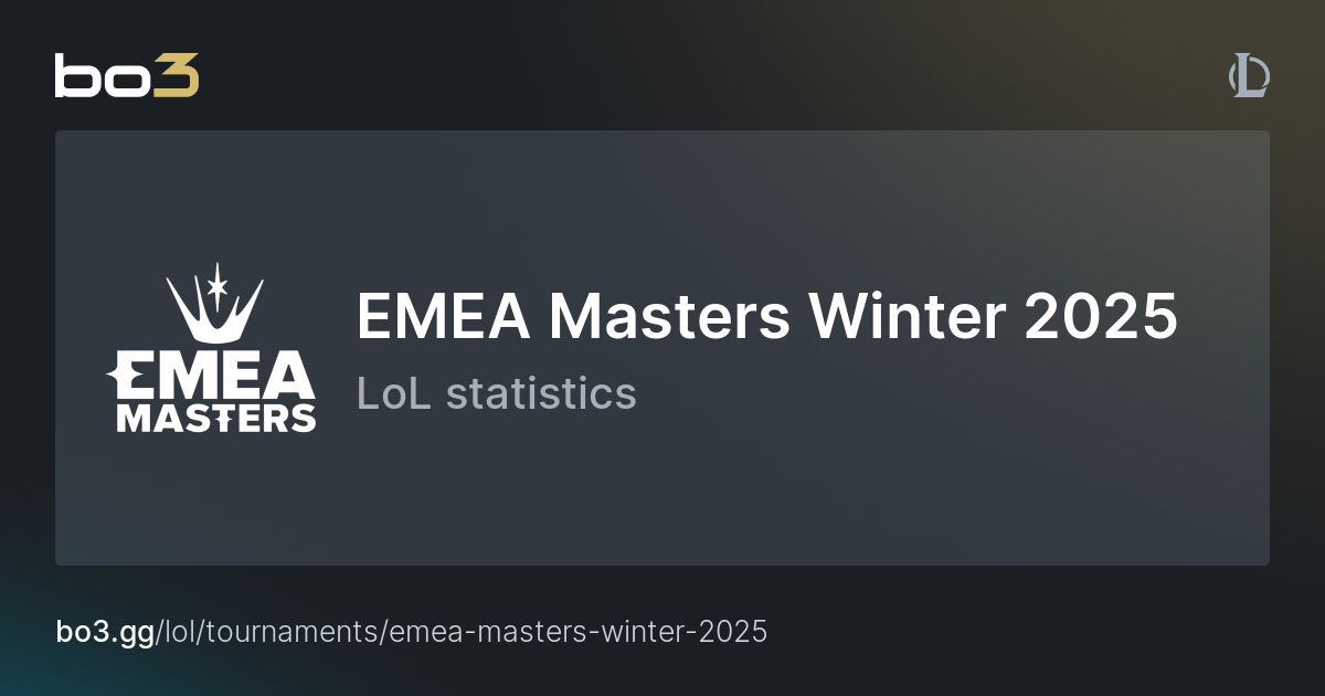 EMEA Masters Winter 2025 – Jadwal, statistik