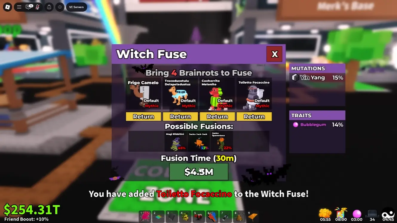 All Witch Fuse Brainrots in Steal a Brainrot